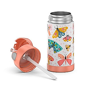 THERMOS FUNTAINER F4101 Stainless Steel Kids Bottle, 12 Ounce, Butterfly