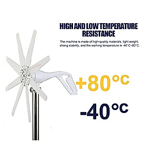 HUIZHITENGDA 3000W No Noise Wind Turbine MPPT Controller,12V/24V/48V Small Wind Turbine for Home Use for Outdoor Gardens(White,8 Blades),48v