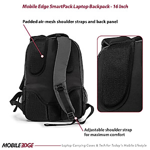Mobile Edge Charcoal SmartPack 16 Inch Laptop Backpack with Separate Padded Tablet Pocket, Lightweight Design for Men, Women, Students MEBPSP5