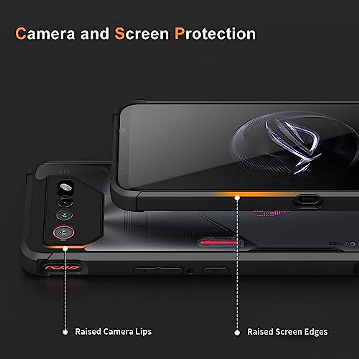 Fanbiya Armor Case for ASUS ROG Phone 7 Case with Camera Protector, Soft Slim TPU Clear Acrylic PC Back Full Body Protection Rugged Shockproof Case with Tempered Glass