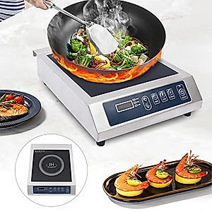 1800W Induction Cooktop Commercial Range Countertop Burners Commercial Induction Cooktop Hot Plate LED Display, 13-Speed Adjustment, Timable