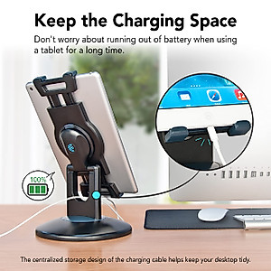 EHO iPad Stand, 360° Rotating Commercial Tablet Stand, Retail Kiosk, 6"-13" (Screens) Adapter Universal Tablet Clamp Holder for iPad, iPad Air, iPad Mini, Microsoft Surface, Most Tablets - Black