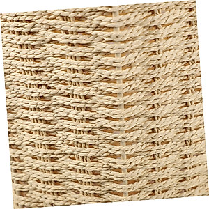 STOBAZA Hamper Straw Trash Basket Weaving Wastebaskets Little Waste Basket Decorative Baskets Kitchen Waste Fruit Storage Basket Rattan Toilet Paper Bin Office Trash Can Wicker Paper Rope