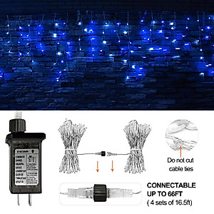 YOLIGHT 16.5ft 192 LED Halloween Icicle Lights Outdoor, Icicle Christmas Lights with Remote, 8 Modes Twinkle Curtain String Lights, Wedding Party Home Garden Roof Xmas Decoration(Purple)