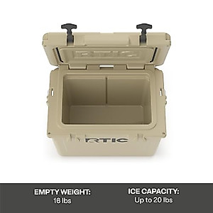 RTIC 20 QT Ultra-Tough Cooler Hard Insulated Portable Ice Chest Box for Beach, Drink, Beverage, Camping, Picnic, Fishing, Boat, Barbecue, Tan