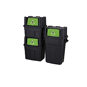 Rubbermaid Recycling Bin with Swing Lid, 14-Gallon, Black Stackable Lid for Glass/Plastic/Paper in Garage/Office/Restaurant