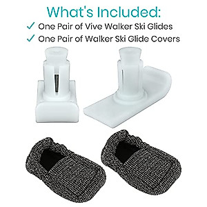 Vive Walker Ski Glides & Covers 4 PCS - Tennis Ball Accessories Sliders for Seniors, Universal, Heavy Duty - Precut Medical Folding Rolling Slider Replacement Feet Coaster Cap Gliders, Durable