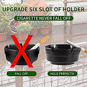 6Pcs Ashtray Sets for Cigarettes, Plastic Tabletop Ash Tray Sets, Indoor Outdoor Ashtrays Perfect for Home Patio Restaurant Bar Hotel and Office Use (Set of 6 Black)