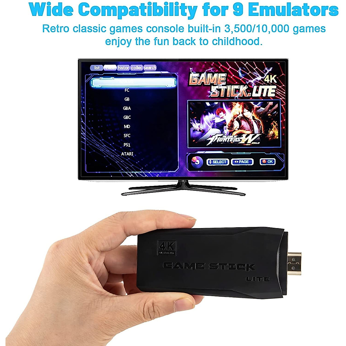 Retro Game Console, HD Classic Games Console Built in 5000 Game in TF Card, 9 Emulator Console, HDMI Output TV Video Game Console, 4K Console with Dual 2.4G Wireless Controllers - 32G (32G)