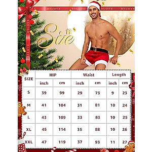 RSLOVE Men's Christmas Lingerie Set Sexy Santa Outfits 2PCS Red Boxers Holiday Briefs Underwear With Hat S