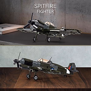 DAHONPA Spitfire Jet Military Army Fighter Building Bricks Set with 1 Figure, 290 Pieces Air-Force Build Blocks Toy, Gift for Kid and Adult