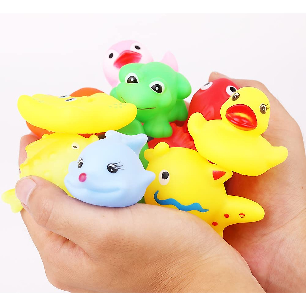 18 PCS Preschool Bath Toys Set for Toddlers Kids 1-3 2-4, Rubber Cute Sea Animals, Rubber Duck Toy for Infants 6-12 Months, Bathtub Toys for 1 Year Old,Baby Pool Floating Toy for Kids Party Decoration