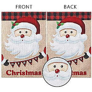 hogardeck Merry Christmas Garden Flags, Vertical Double Sided Burlap Yard Flag, Christmas Banner Outdoor Indoor Christmas Decorations