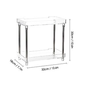 Decdeal 2-Tier Cosmetic Organizer Tray, Plastic and Stainless Steel, Rectangular