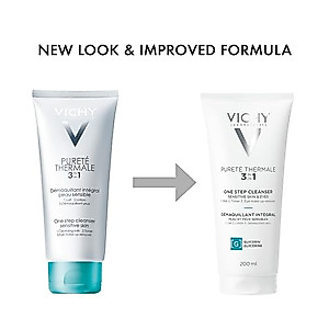 Vichy Pureté Thermale One Step Cleanser | Face Wash + Toner + Makeup Remover | No Rinse Required | Gentle Eye Makeup Remover | Suitable For Sensitive Skin & Contact Lenses | Non-Oily | Alcohol Free