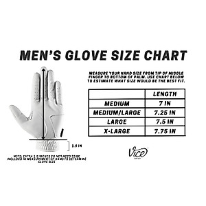 VICE Golf Duro White | Golf Glove | Features: Highly Durable Synthetic Suede, Great fit and Feel