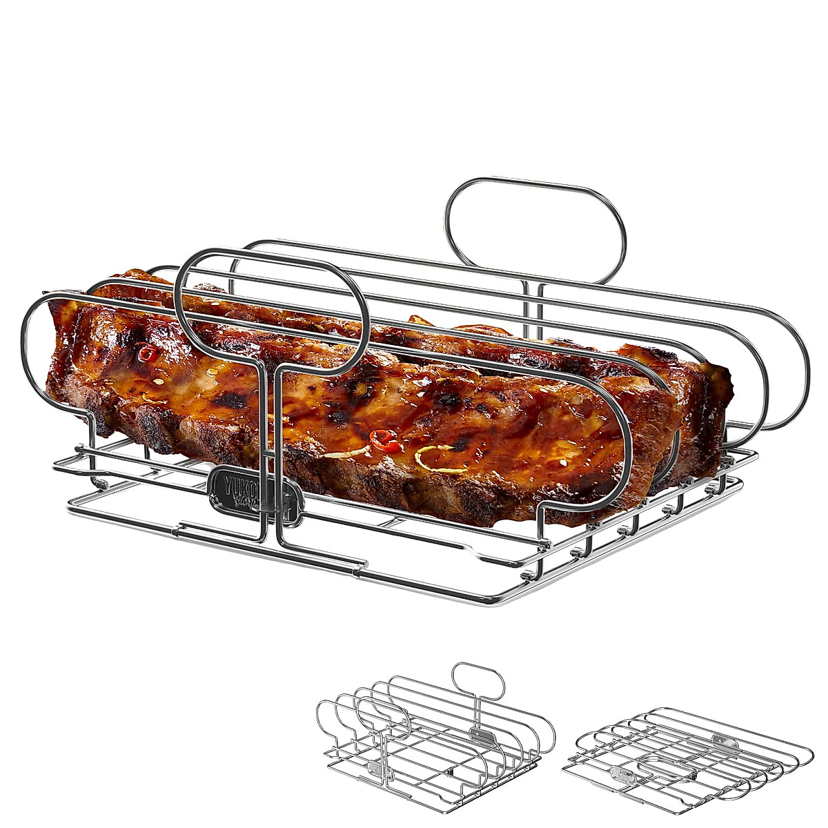 Yukon Glory Rib Racks for Grilling and Smoking | Rib Grilling Rack | Rib Holder for Smoker | BBQ Rib Rack | Grill Rack for Outdoor Grill | Grilling Accessories | BBQ Accessories
