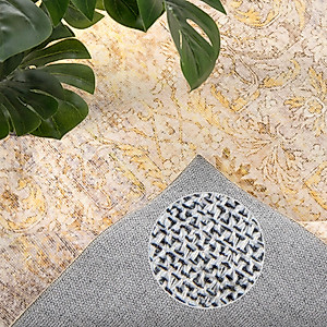 Rofee Living Washable Hallway Runner Rug 2'6"x8,Beige Yellow and Brown Distressed Boho Kitchen Runner, Vintage Non-Slip Non-Shedding Stain Resistant Rugs for Laundry Entrance