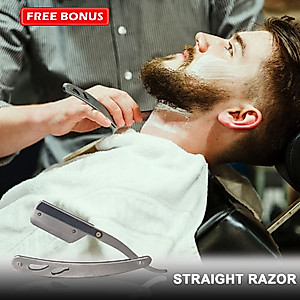 Shaving Kit for Men-Includes Straight Edge Razor Kit, Sandalwood Shaving Soap, Shaving Cream, Mens After Shave Balm, Pre-Shave Oil,Shaving Brush and Bowl, Gift Set Stocking Stuffers (Sandalwood)