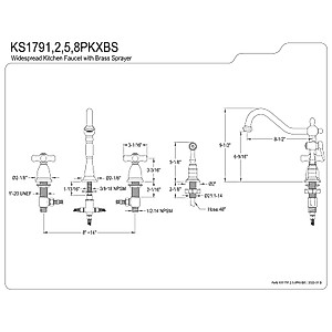 Kingston Brass KS1791PKXBS Duchess Widespread Kitchen Faucet, 8-1/2", Polished Chrome
