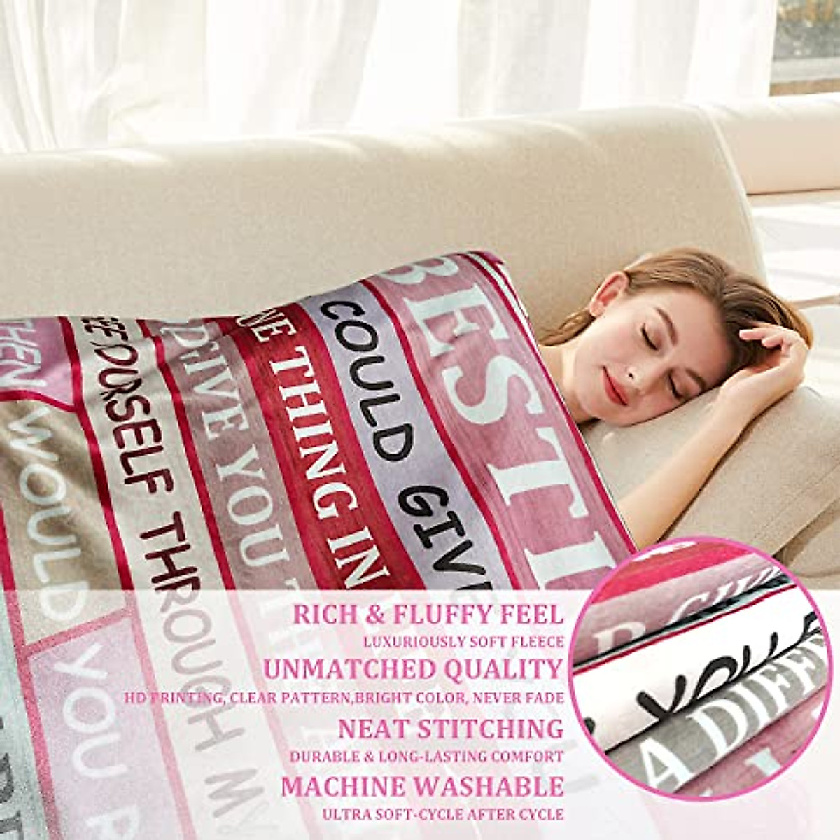 Akoigun Bestie Blanket Best Friends for Women, Birthday Gifts for Best Friends Women Friendship Gifts for Female Girls Bestie BFF Soul Sister Gifts Ultra-Soft Cozy Flannel Throw Blanket 50"x60"