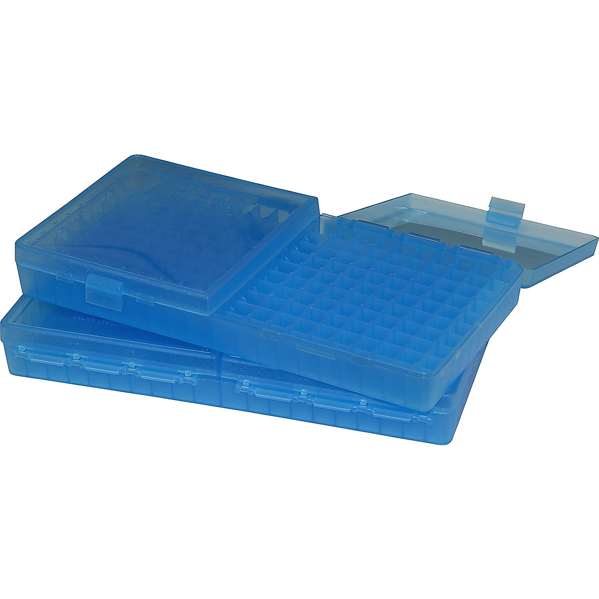 MTM Case-Gard P-200 Series Flip Top Handgun Ammo Box .45 ACP/.40 S&W and Similar Rounds Holds 200 Rounds Clear Blue