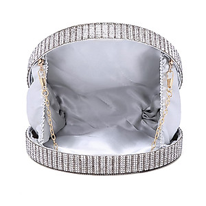 Covelin Women's Dollar Coin Handbag Rhinestone Purse Evening Clutch Bag Grey