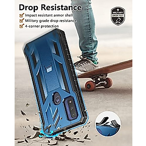 for Motorola Moto-G Pure Phone Case: Moto G-Power 2022 Case Heavy Duty Military Grade Hard Protection Shock Proof Grip | Durable Dual-Layer Armor Design Protective Case Moto G Play 2023(Blue)