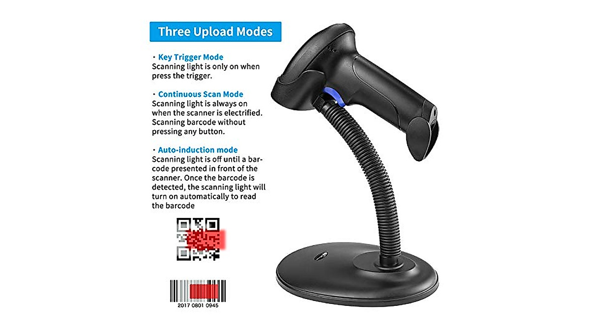 NetumScan Wireless 1D 2D Barcode Scanner w/ Stand | Screen Scan