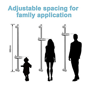 OFFO Shower Slide Bar 27 Inches Adjustable Installation Distance 15-26 Inches with 360° Adjustable Handheld Shower Head Holder for Bathroom, Screw Wall Mounted, Chrome Finish