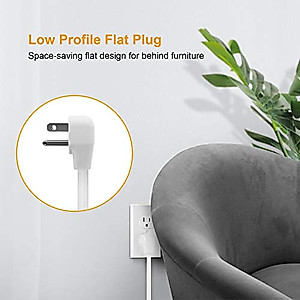 Suraielec Power Strip Individual Switches, 8 FT Long Flat Plug Extension Cord, 6 Outlet Surge Protector with On Off Switches for Each Outlet, 15 AMP Safety Circuit Breaker, Wall Mountable