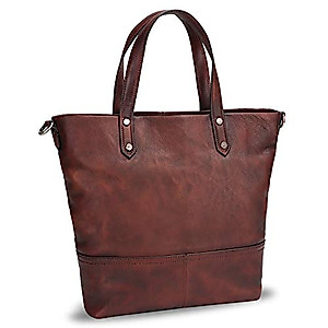 Genuine Leather Satchel Purses Handbags for Women Top Handle Bags Lady Crossbody Shoulder Tote Bags (Coffee)