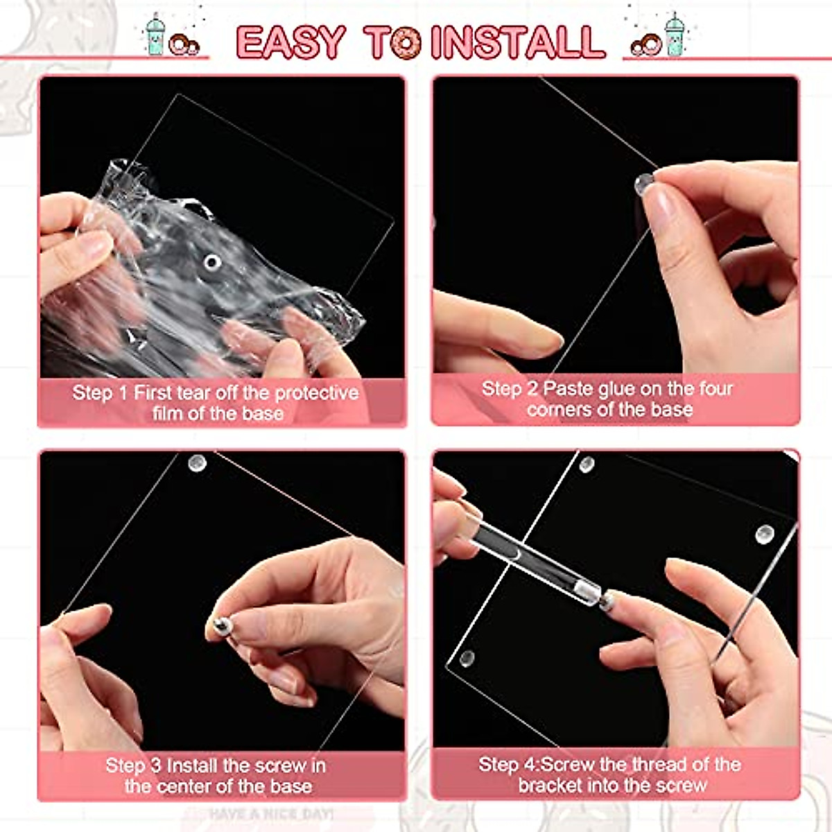 8 Pieces Acrylic Donut Stand Display Acrylic Doughnut Dessert Stand Table Clear Donut Bagel Display Clear Stand Holder Dessert Stand Table for Wedding Birthday Party, 10 inch and 15 inch