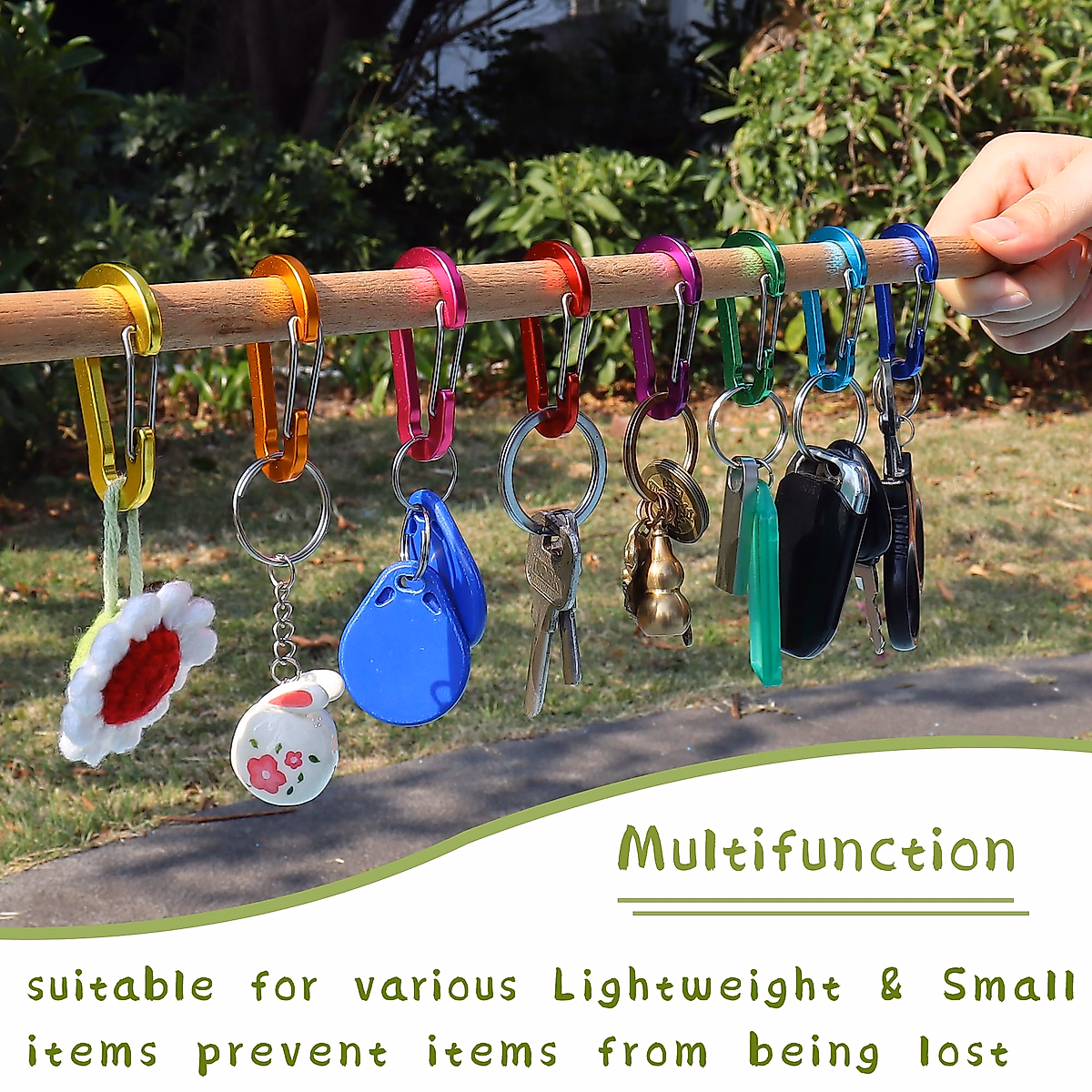 Nanaborn Mini Aluminum Carabiner Lightweight D-Shape Spring Clips (10PCS) for Keychain Climbing Fishing, Hiking Outdoor (10pcs)