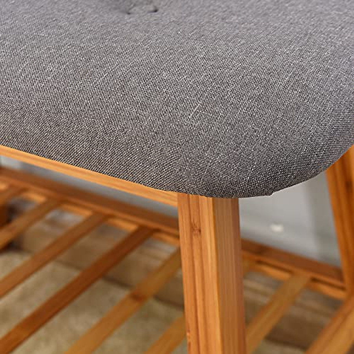 Bamboo Storage Bench Entryway Shoe Rack Natural 23.6x12x17.3''