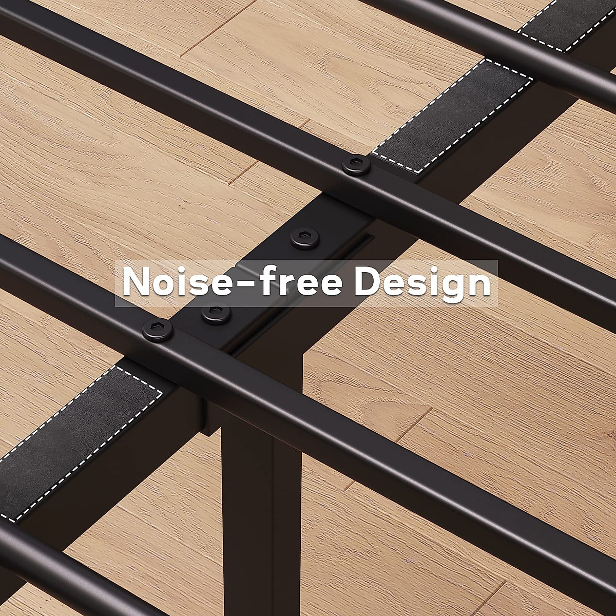 IDEALHOUSE Queen Size Bed Frame Platform, Industrial Queen Bedframe with Wooden Headboard and Footboard No Box Spring Needed, 14 inch Easy Assemble Noise Free Mattress Frame, Queen