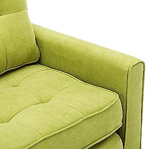 GIA Furniture Home Series Mid-Century Modern 60" Upholstered Convertible Loveseat with Side Pocket for Living Room,Green