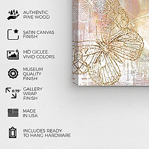 Wynwood Studio Animals Wall Art Canvas Prints 'Butterfly Garden' Insects Home Décor, 12" x 12", Gold, White