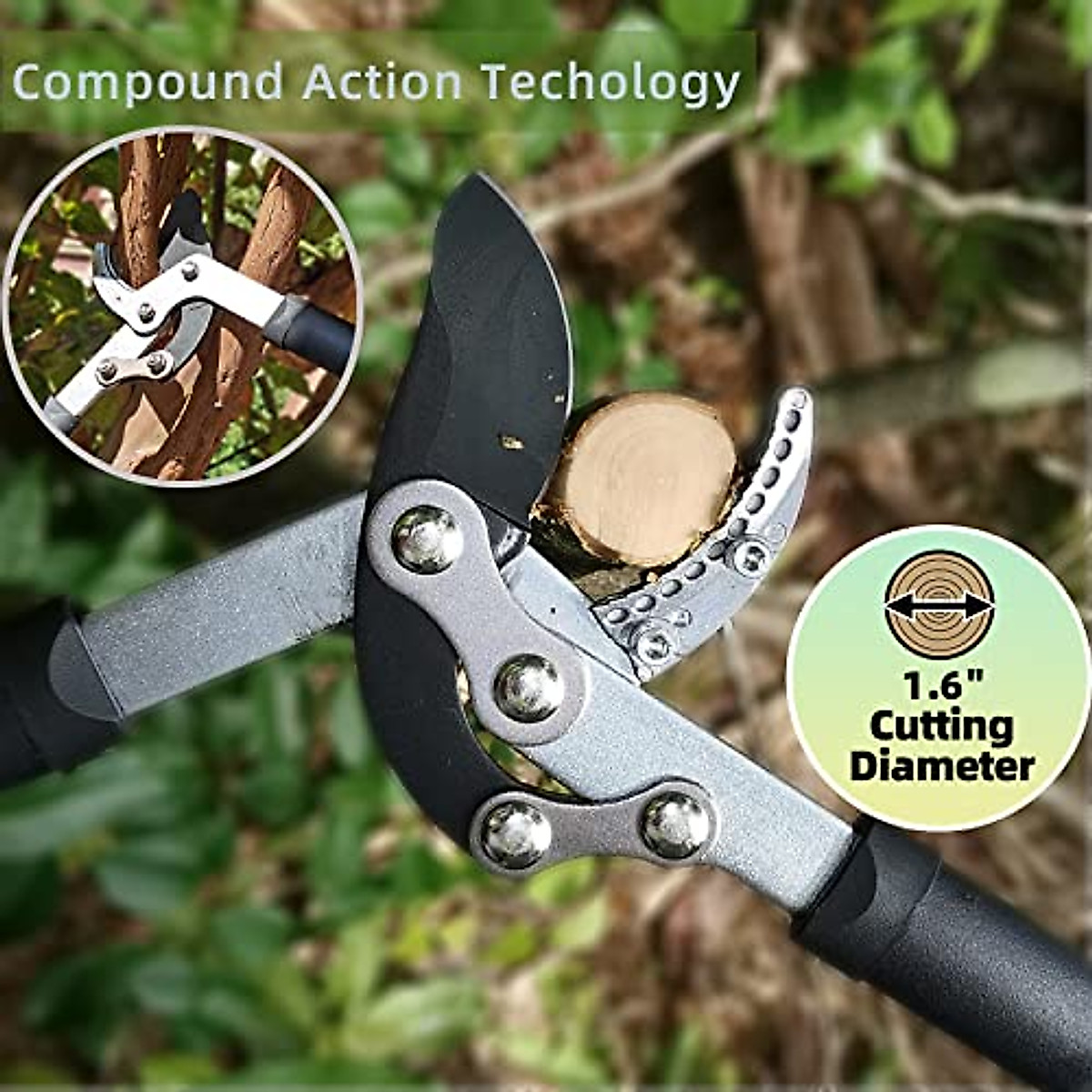Lopper Heavy Duty Branch Cutter, YRTSH Tree Clippers with Compound Action, Chops Thick Branch Ease, Garden Loppers Pruning, 18 Inch Tree Trimmer with 1.6” Clean Cut Capacity (18 Inch)