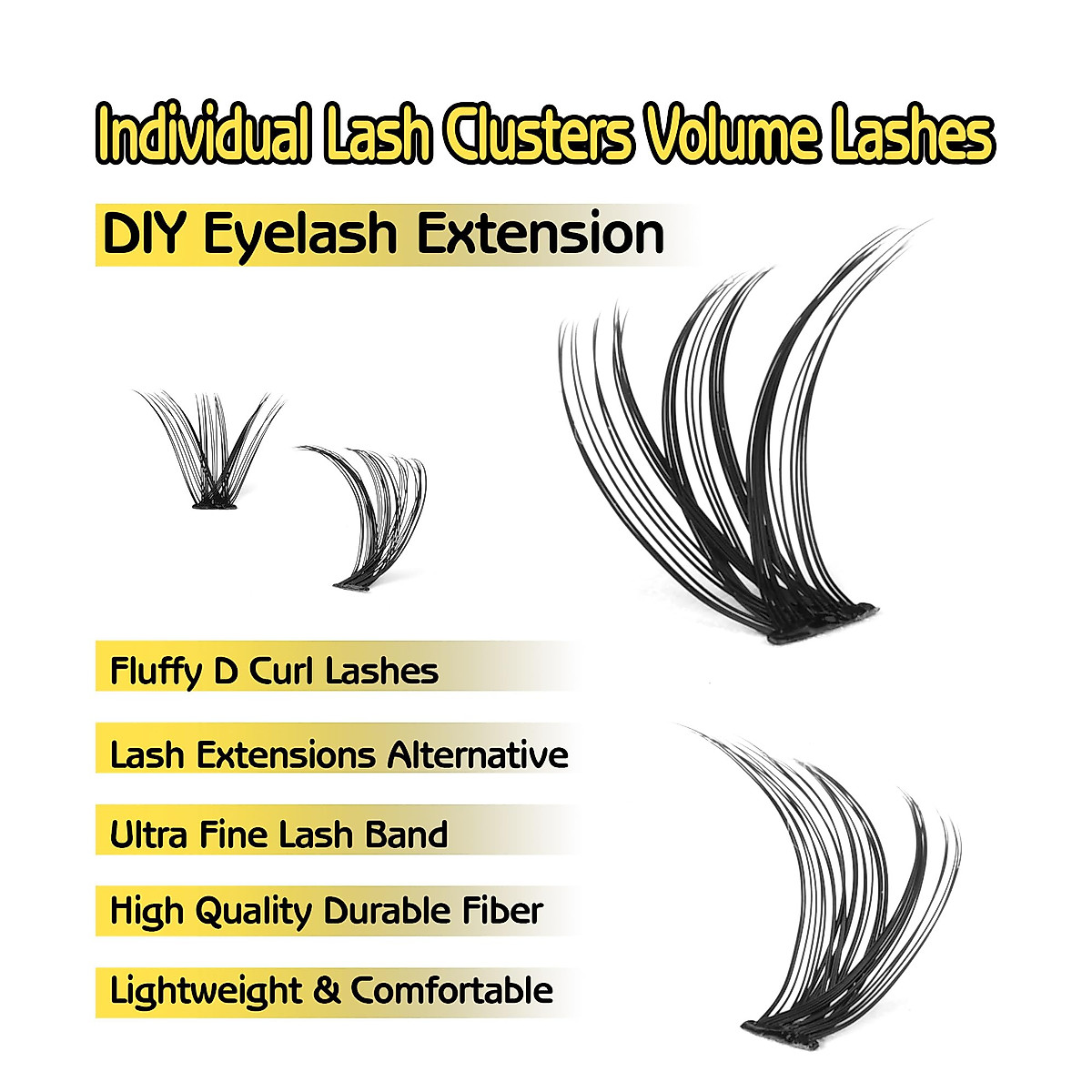 Cluster Lashes Wispy Natural Look Individual Lashes 200pcs D Curl DIY Cluster Eyelash Extension 9-16mm Mixed Tray 3D Volume Faux Mink Cluster Lashes by ZANLUFLY