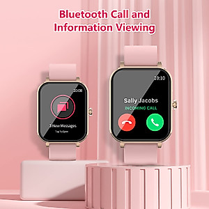 LNTEANE Smart Watch, 1.85" Waterproof Fitness Tracker, Smart Watches for Women with Heart Rate Blood Oxygen Sleep Monitor, Answer/Make Calls, 20+ Sports Modes,DIY Watch Face, AI Voice (Pink)