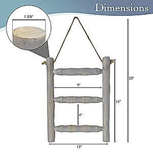 Farmhouse World Ladder Hand Towel Rack – Rustic Wall Hanging Rope Ladder for Towels, Kitchen, Bathroom, Storage Rack – Gray-wash Wood Finish Farmhouse Décor Towel Storage (Wall, Slate)
