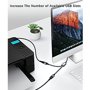 Basesailor USB Splitter 1 in 2 Out 1FT,USB A Male to Double Female Y Cable Extension Adapter,Dual USB Port Extender Hub,Data Charger Power Split for Car,Xbox One Series,PS4,PS5,Laptop,Keyboard,Mouse