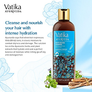 Vatika Ayurveda Moisturizing Shampoo For Dry, Damaged, Frizzy and Curly Hair, Deep Hydration & Moisture For Scalp and Hair Health - Natural Oils from Licorice Root & Bacopa Monnieri, 400 ml (For Vatā)