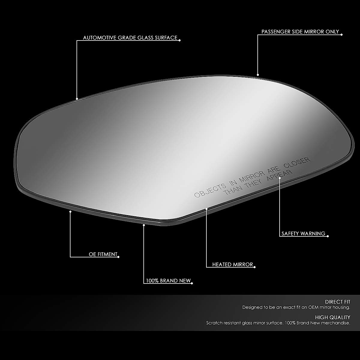 DNA MOTORING SMP-061-R Factory OE Style Right/Passenger Side Door Rear View Mirror Glass Lens w/Heater [Compatible with 07-14 Escalade / 07-13 Avalanche / 07-13 Silverado / 07-14 Suburban]