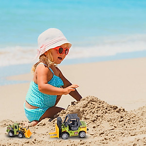 ANDOLO Mini Construction Trucks Toys, Small Construction Toys 6Pcs Construction Vehicles Tractor Toys Sand Vehicle Playset Forklift Roller Dump Truck Tractor Excavator Bulldozer