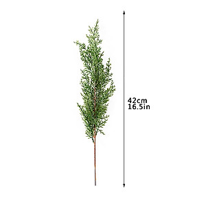 INIFLM 10Pcs Artificial Cypress Branches,16.5in Faux Long Stem Cedar Sprigs Fake Greenery Pine Picks for DIY Garland Wreath Christmas Embellishing and Home Garden Decoration, Green