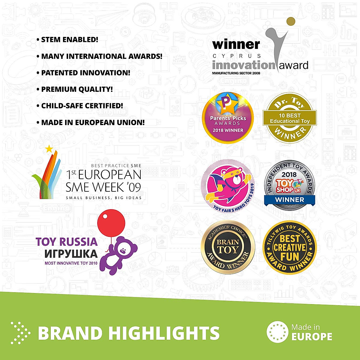 Engino Toys Creative Engineering STEAM Maker Junior 10-Model Set, Color and Number Learning, Stackable Building Blocks, Hand-Eye Coordination, Elephant, Giraffe, Spaceship, Home Learning, for Ages 4+