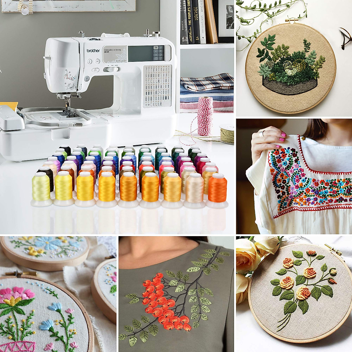 260 Spools Polyester Machine Embroidery Thread Set 40wt compatible with Brother Babylock Janome Singer Pfaff Husqvarna Bernina Machines