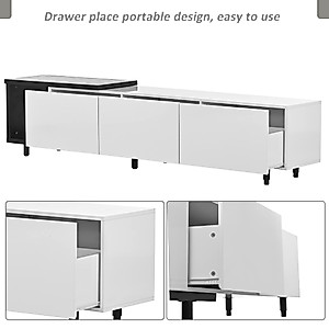 Bellemave White TV Stand for 80 Inch TV Modern Entertainment Center with Storage Cabinet and Open Shelf UV High Gloss Media Center Wood TV Console Table forLiving Room, White